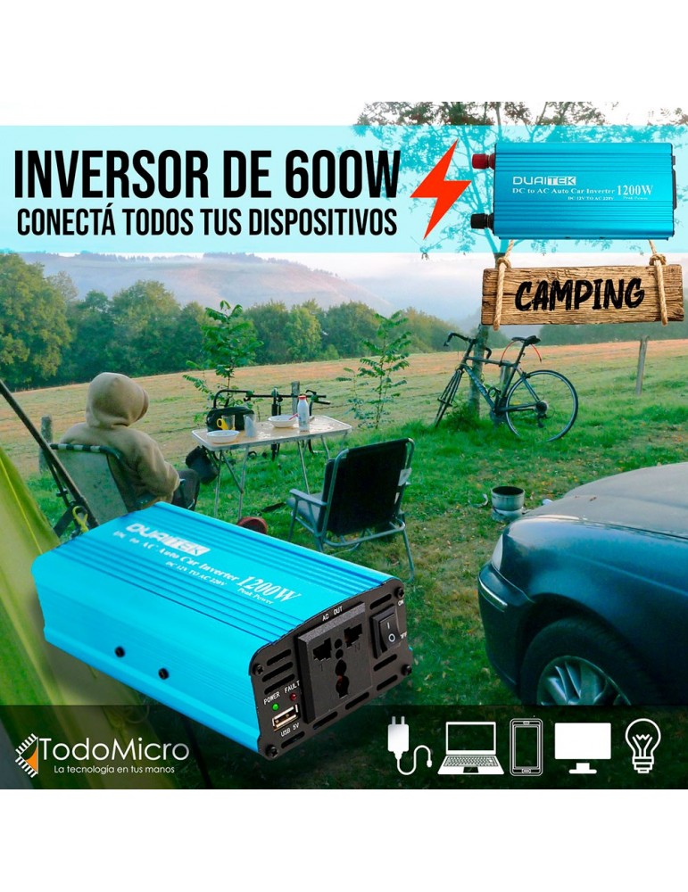 Inversor DC 12V a AC 220V 600W onda senoidal modificada