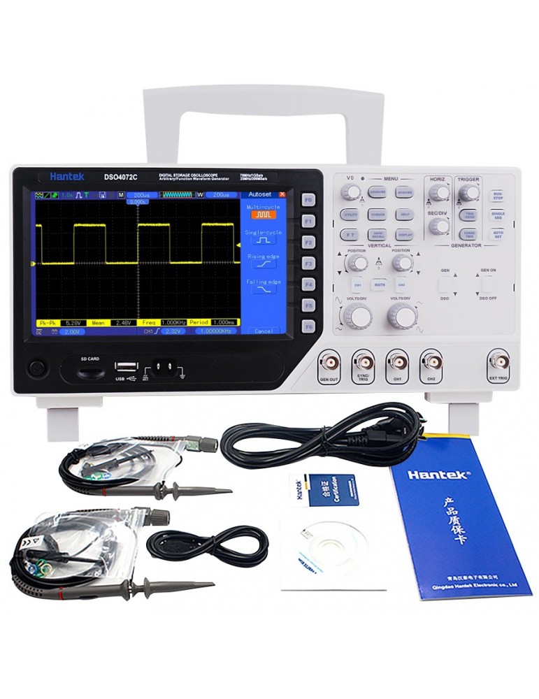 Hantek DSO4072C Osciloscopio 2 Canales 70Mhz + Generador de forma de onda