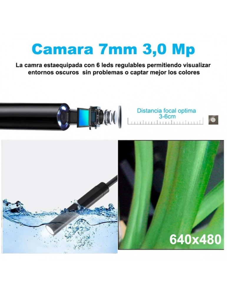 Boroscopio USB 5 metros 7mm de diametro