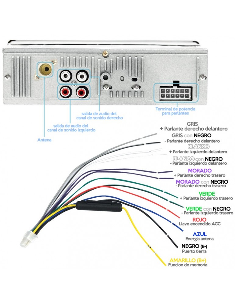 Estereo para Auto 60W con radio FM y bluetooth
