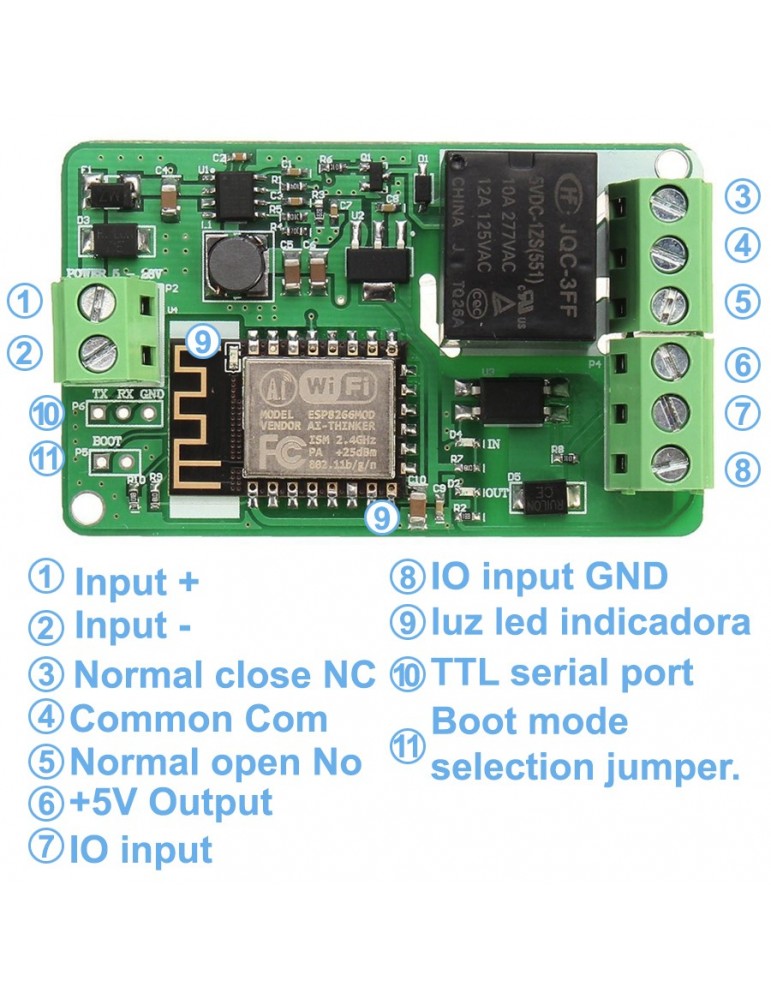 Modulo Esp8266 Esp-12e con rele 10A