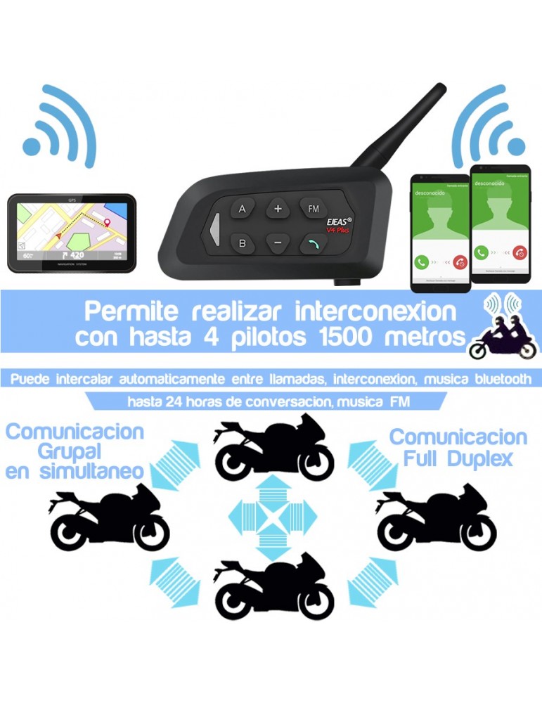 Intercomunicador V4 Plus conferencia hasta 4 conexiones