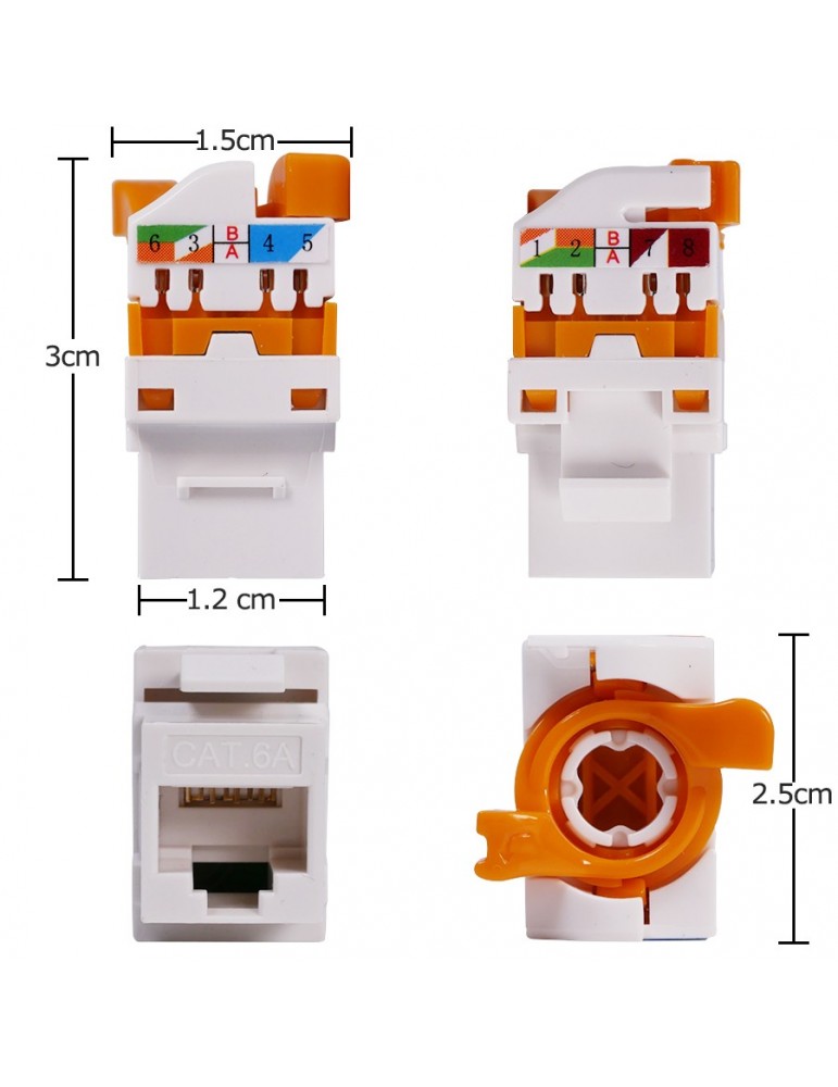 Roseta CAT6A RJ45 Hembra Universal Autocrimpeable