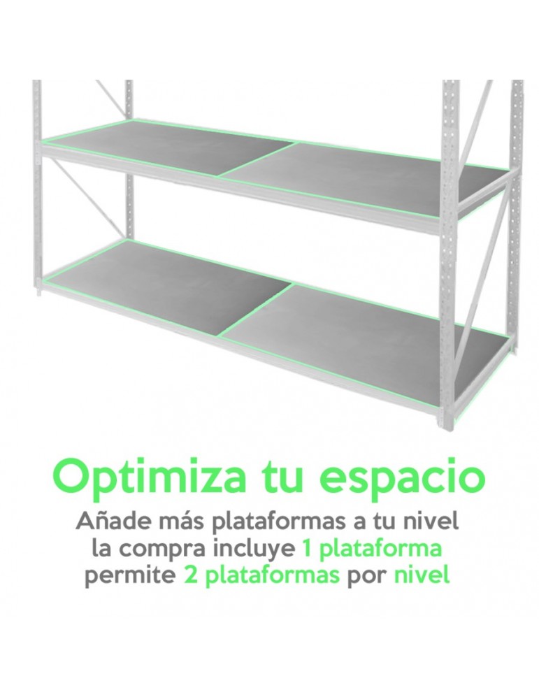 Plataforma para estanteria rack 500kg 80 x 100cm Montaje sin tornillos