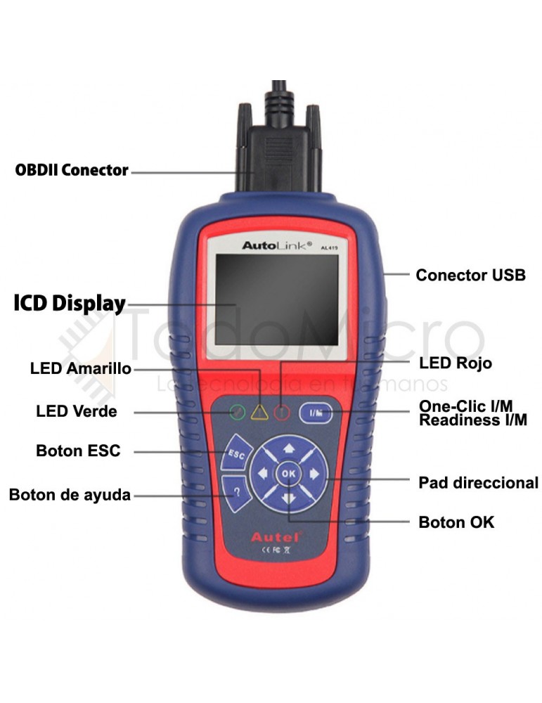 Scanner De Diagnostico Automotriz Multimarca Autel Autolink Al419
