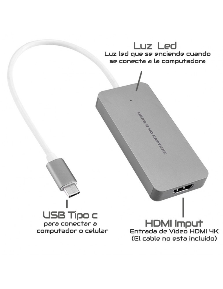 Capturadora USB de video HDMI 1080/60fps live streaming