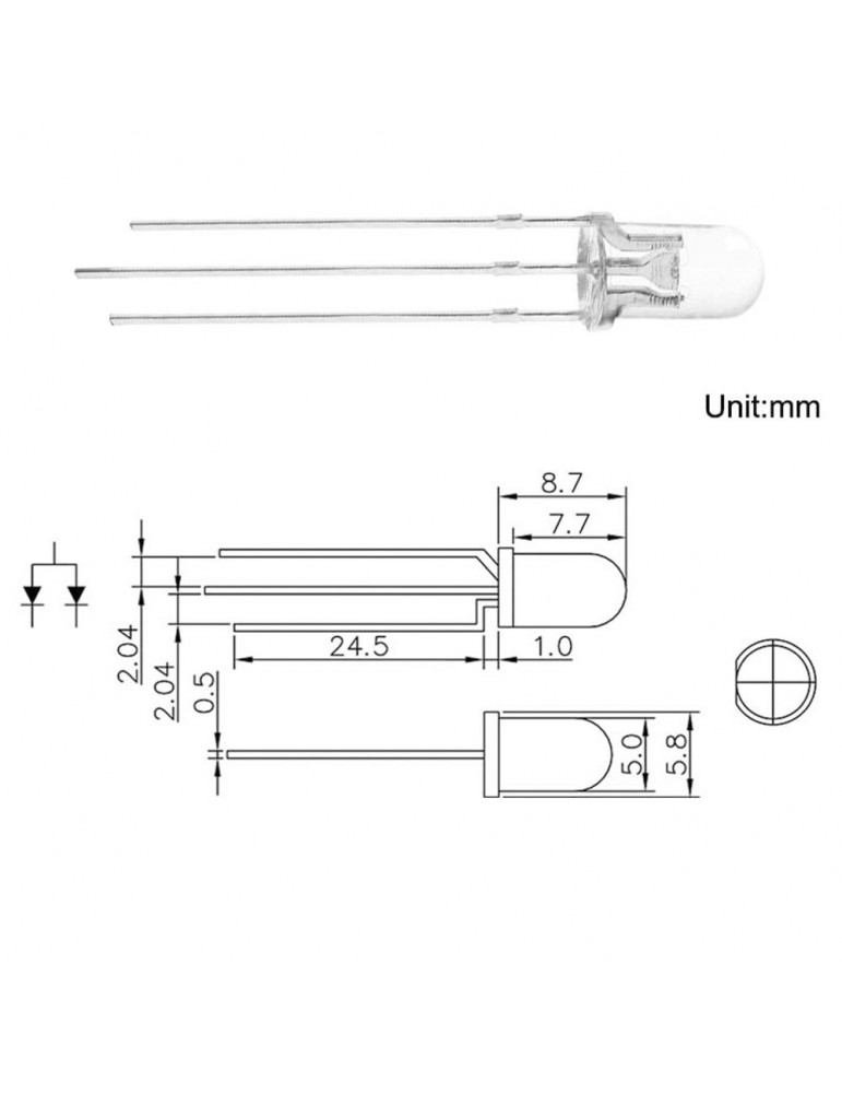 led 5mm dual rojo y verde cátodo común x 100 unidades