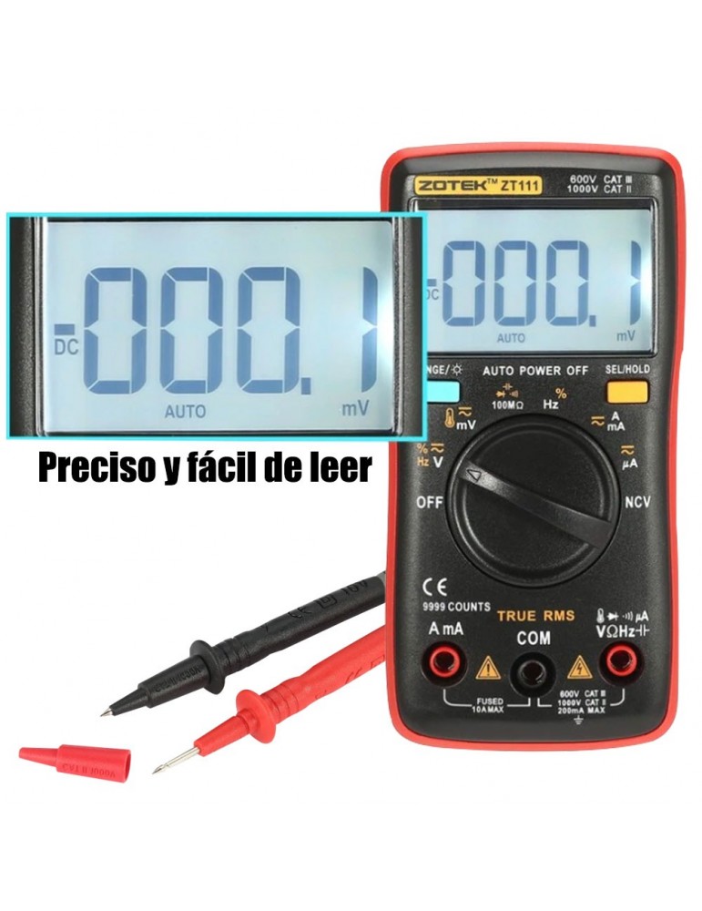 Multimetro digital autorango 9999 cuentas ZOTEK ZT111