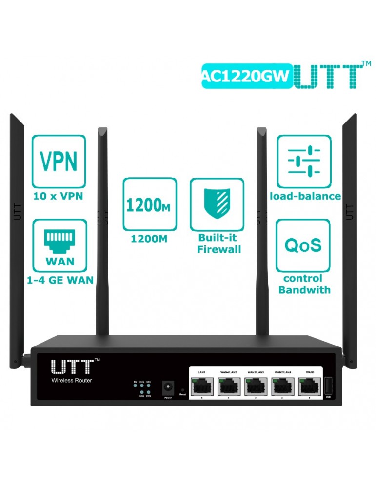 Router Wireless Dual WAN Gigbit Ethernet y VPN UTT AC1220GW