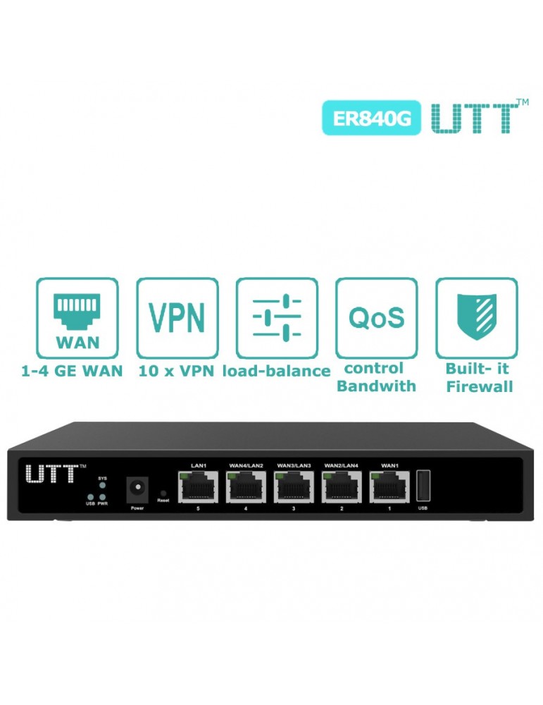 Router dual wan gigbit ethernet y VNP UTT ER840G