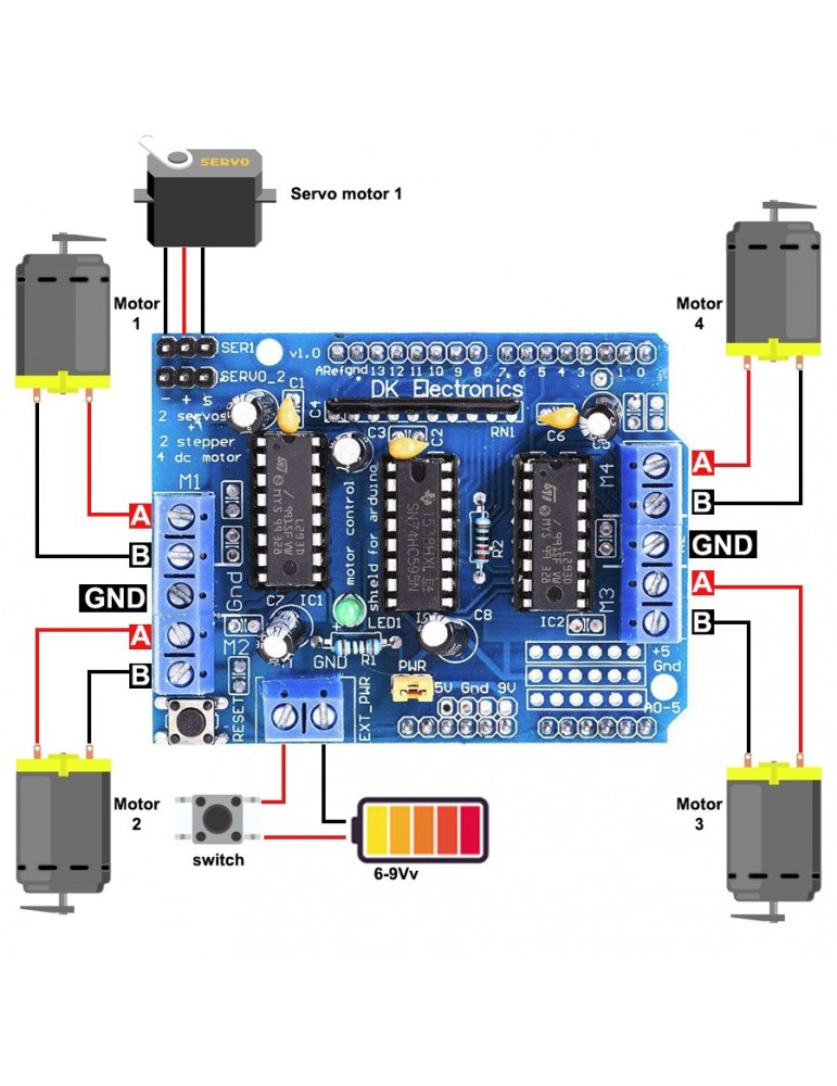 Controlador de motores L293D para Arduino Uno / Mega