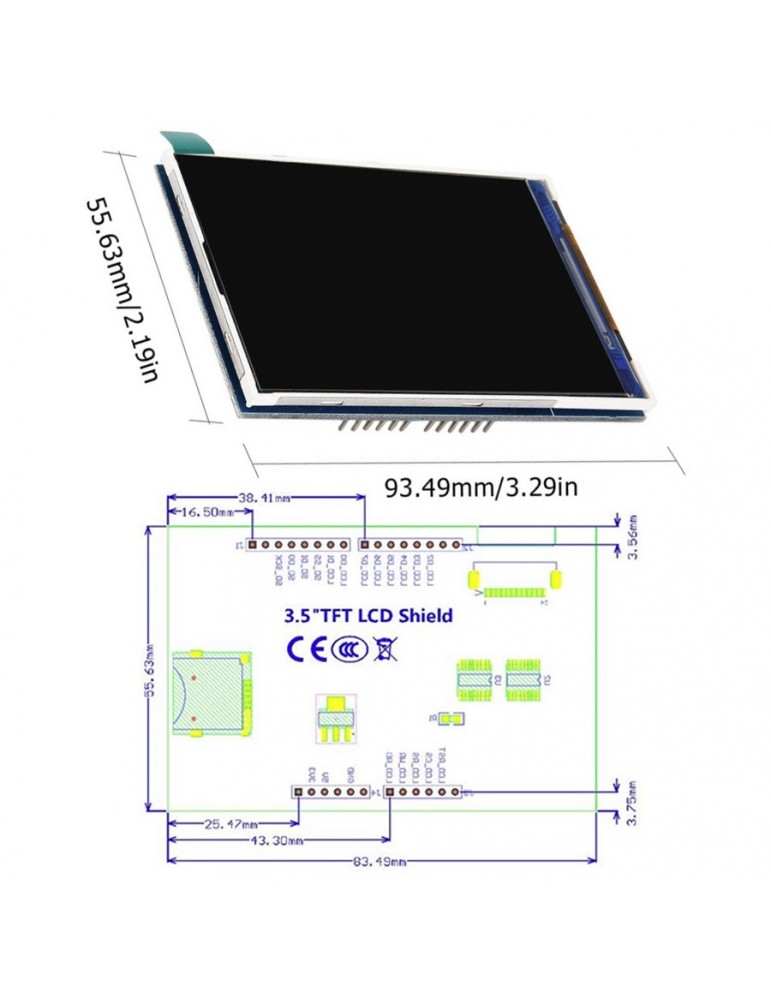 Pantalla LCD TFT 3.5'' Tactil Shield para Arduino UNO y Mega2560