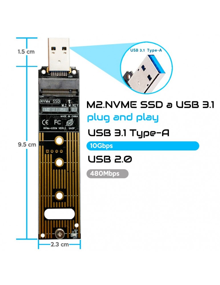 Adaptador M.2 NVME SSD a USB 3.1